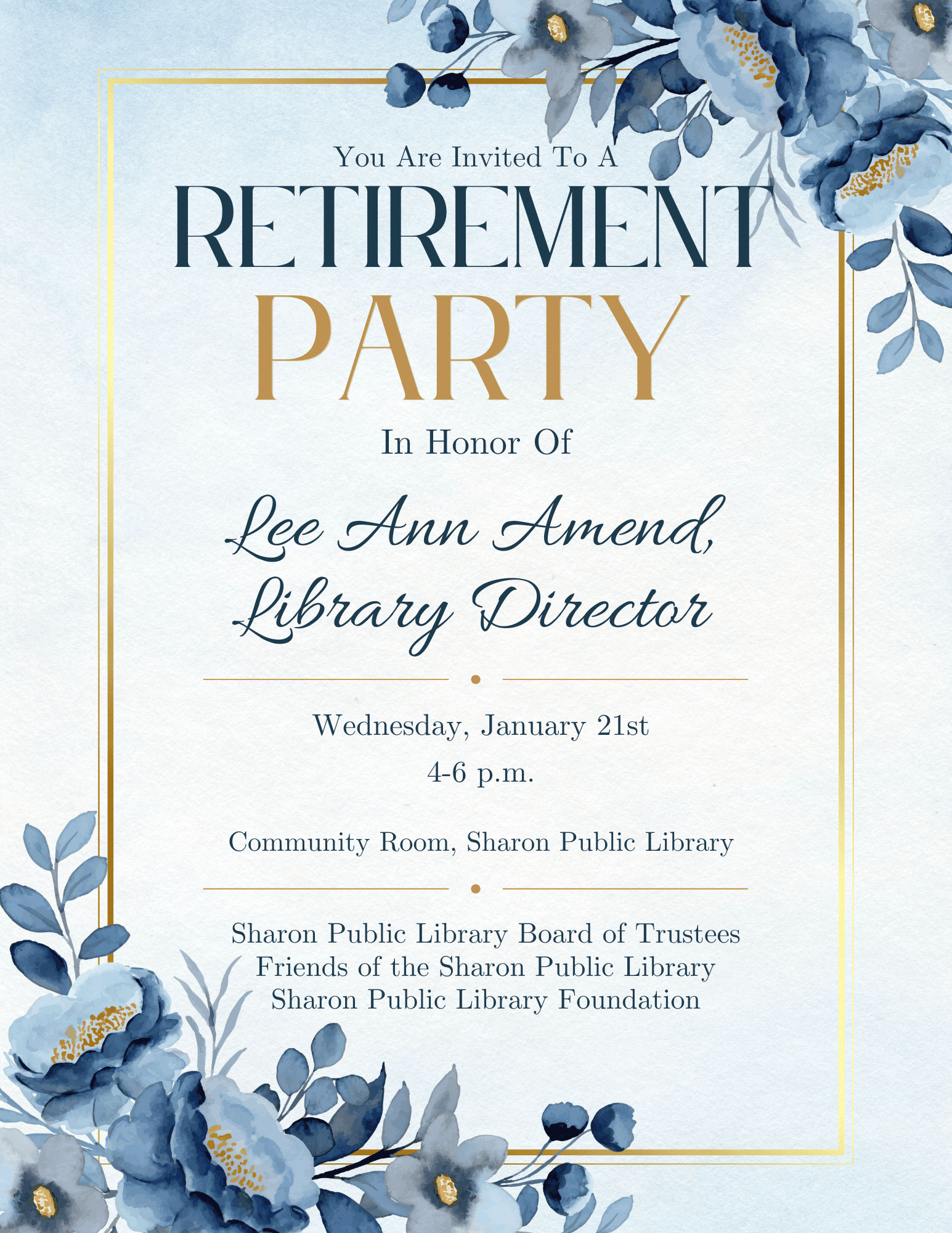 Retirement Party for Library Director, Lee Ann Amend | Sharon Public ...